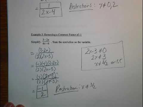 MCR3U - Simplifying Rational Expressions - YouTube