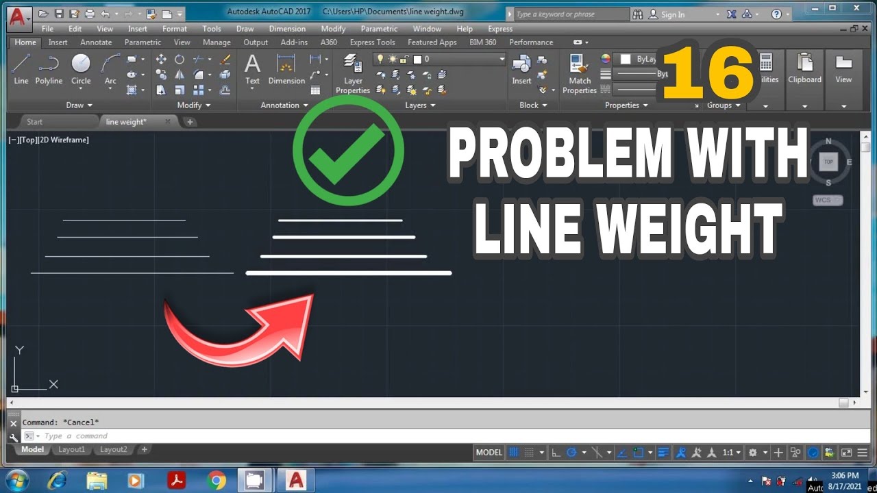 Problem With Line Weight In Autocad YouTube Problem With Line Weight In Autocad YouTube
