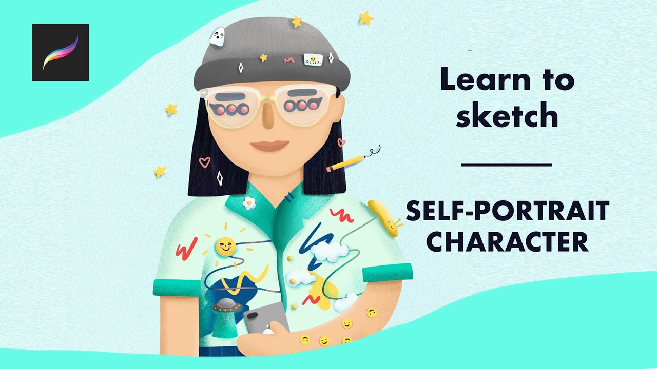 How to Sketch a Self Portrait Character | Procreate (Beginner Friendly ...
