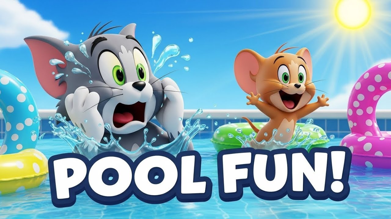 Tom and Jerry Swimming Pool Fun 🏊‍♂️ | 3D Cartoon Kids Funny Video ...