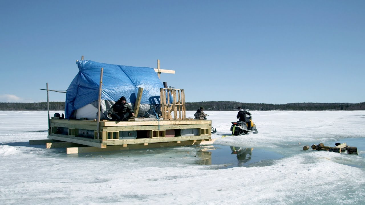 How Do You Move a Half-Ton Houseboat Barge Across an Icy Bay? - YouTube