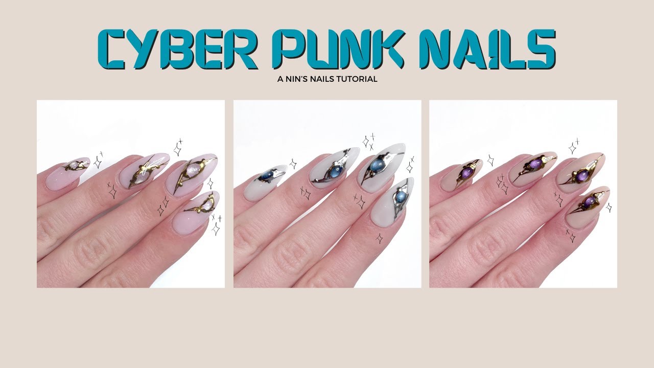 Cyber Punk Cat Eye and Chrome Nail Art Tutorial | Nin's Nails - YouTube