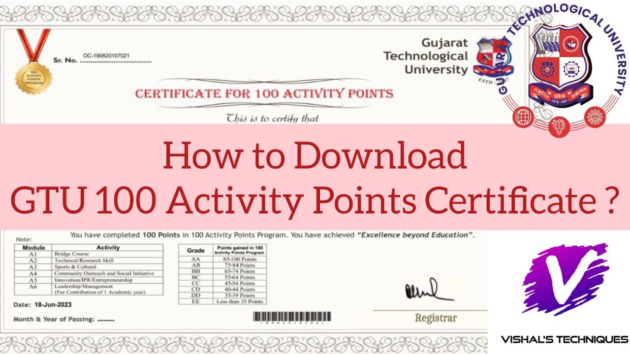 How To Download Gtu 100 Points Certificate After Passing Or Completing