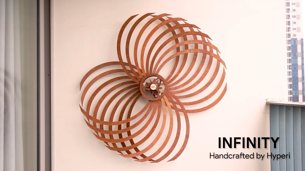Hyperi Infinity Wooden Kinetic Sculpture, 3D Unique Wall Decor Art ...