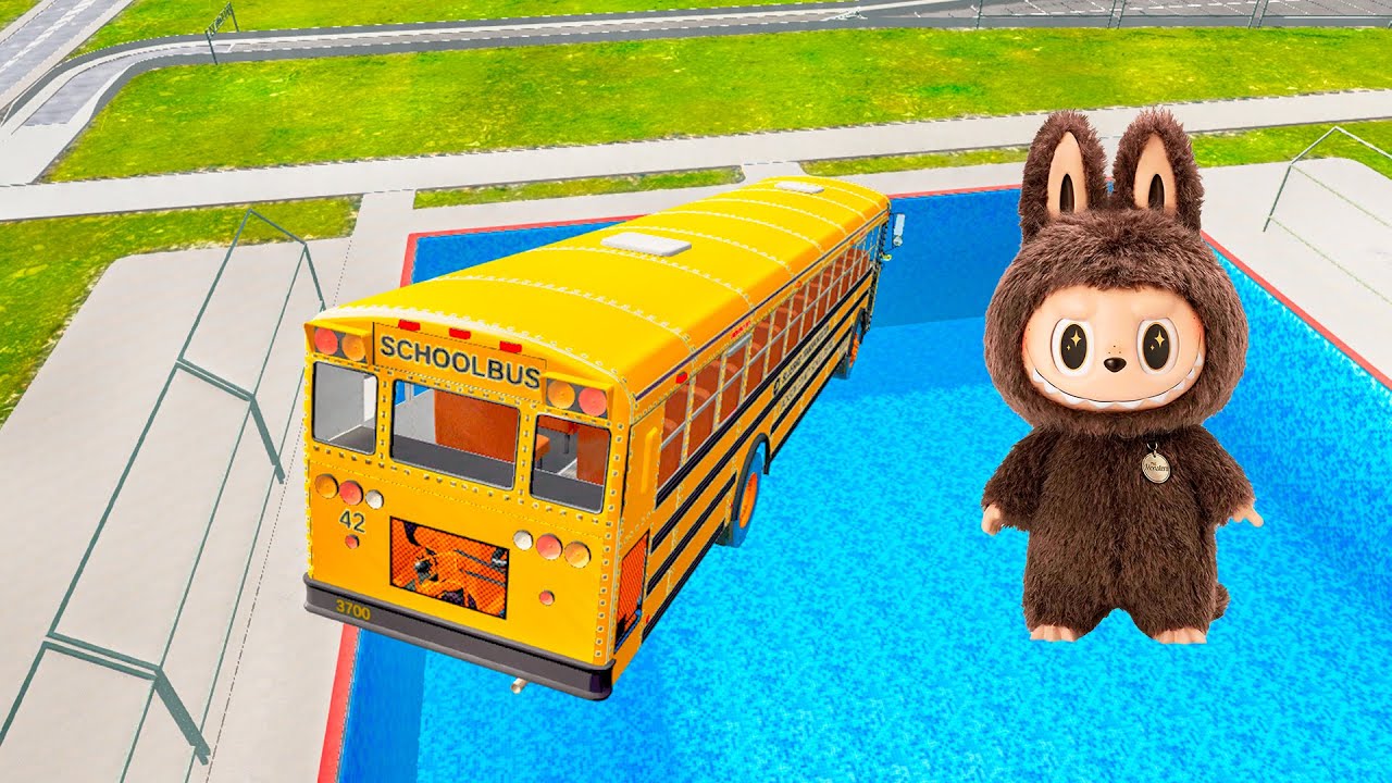 BeamNG Drive BMG – School Bus Down In Swimming Pools Crash Test with ...