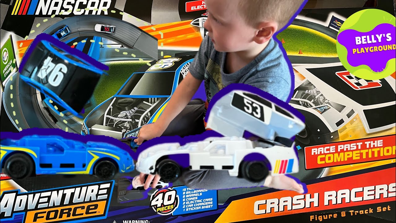NASCAR CRASH RACERS FIGURE 8 RACE TRACK SET - Video for Kids - YouTube