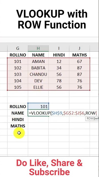 Vlookup With Row Vlookup To Get Complete Records Excel Exceltutorial Growwithskills