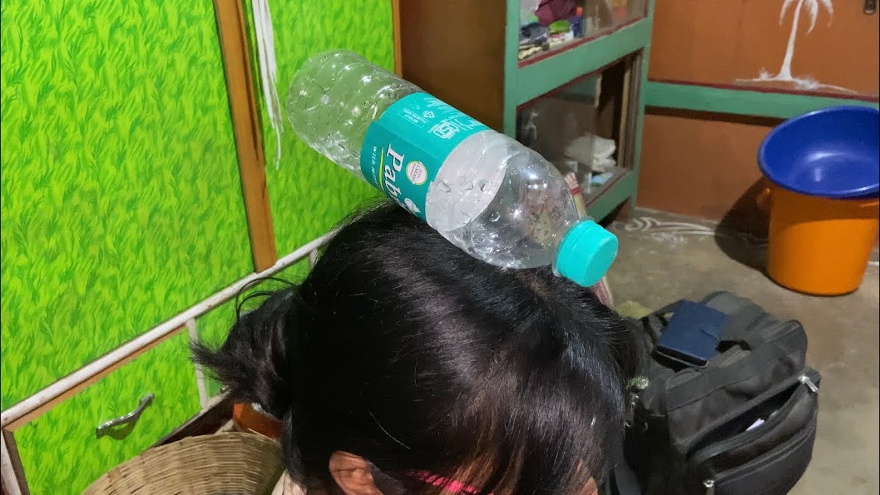 10 Second Bottle On Head Challenge 😱 - YouTube