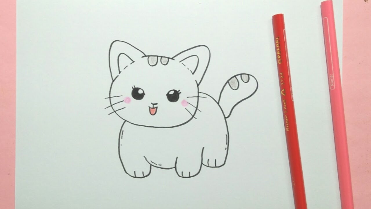 Cara Menggambar Kucing - Drawing Cat - YouTube