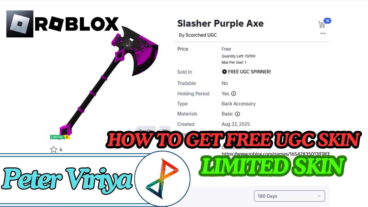 [FREE UGC] Roblox FREE UGC LIMITED HOW TO GET Slasher Purple Axe in ...