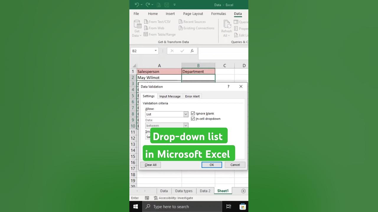 How To Create Drop Down List In Microsoft Excel Excelshortcuts Microsoftexcel Exceltips Youtube