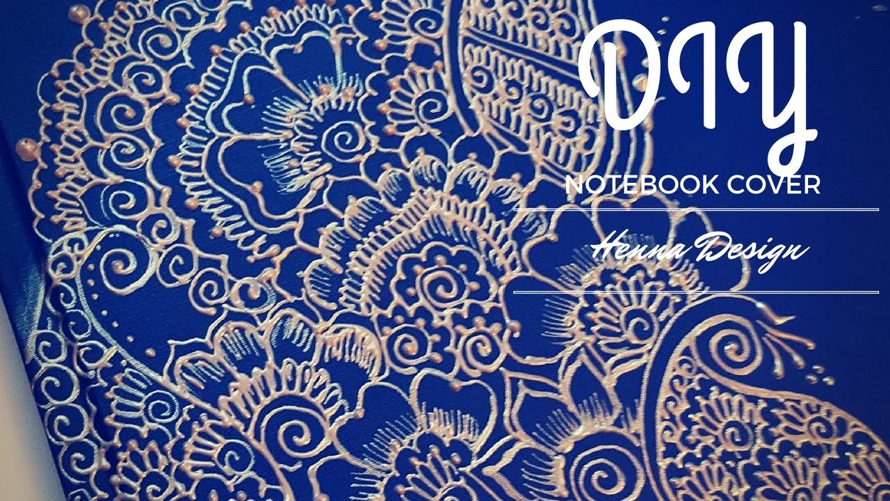 DIY notebook cover henna design using acrylic paint - YouTube