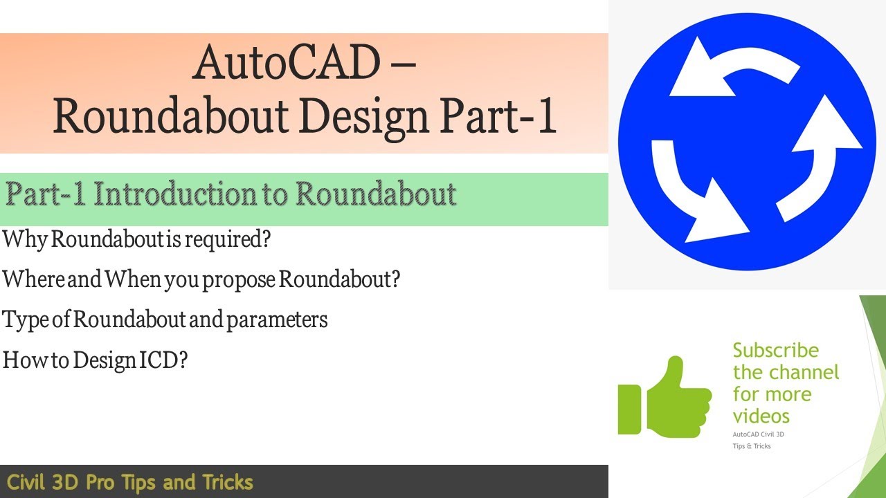 AutoCAD - Roundabout Design Part 1: Introduction to Roundabout - YouTube