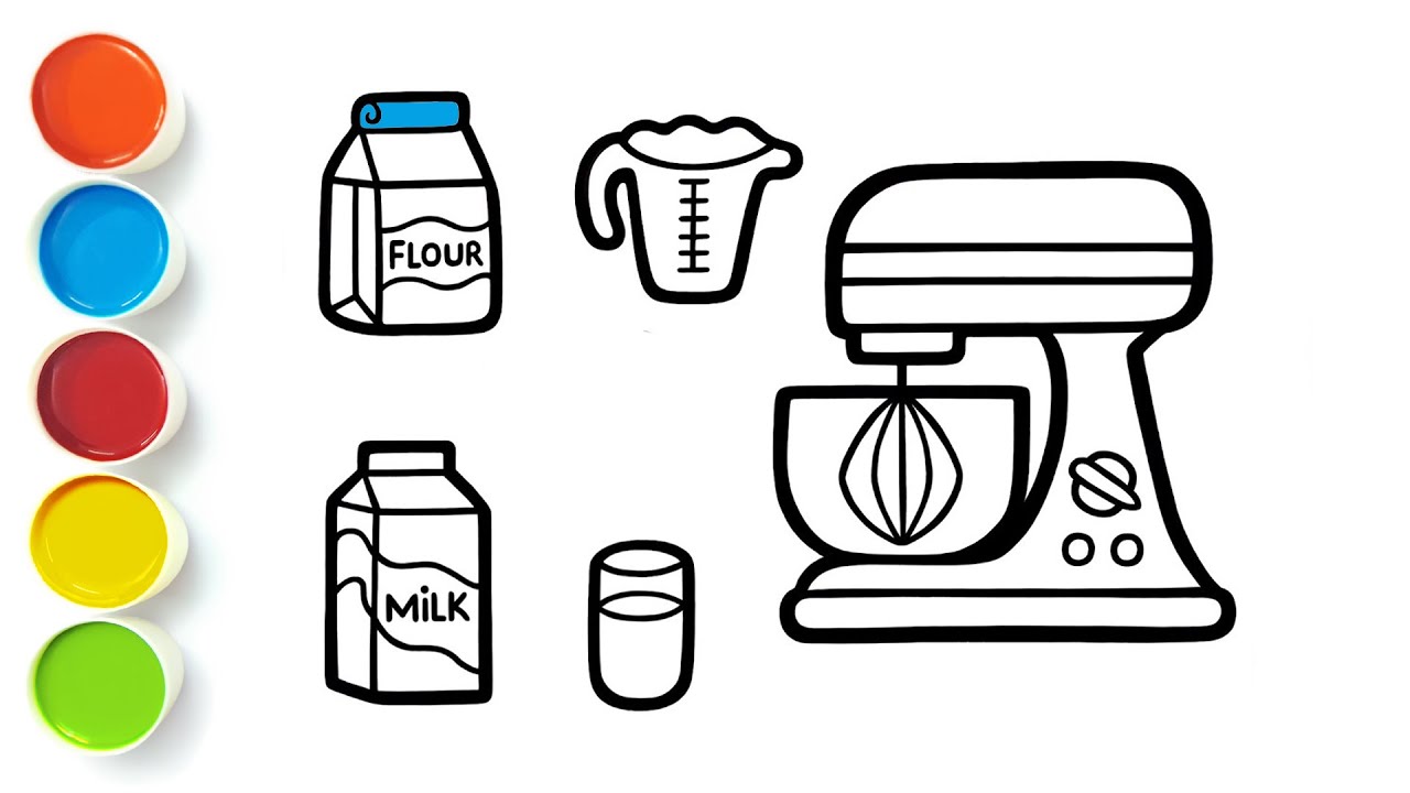 How To Draw Dough Mixer For Kids And Toddlers | Drawing, Painting ...