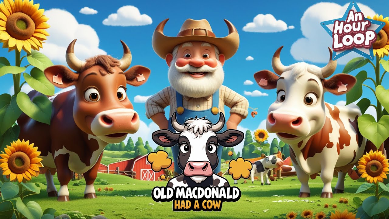 Old MacDonald Had a Cow 🐮 | Moo Moo Fun Song for Kids | An Hour Loop ...