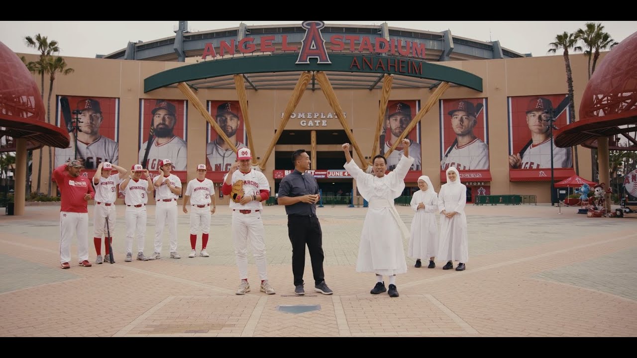 Priests & Sisters Play Baseball @ Angel Stadium - YouTube