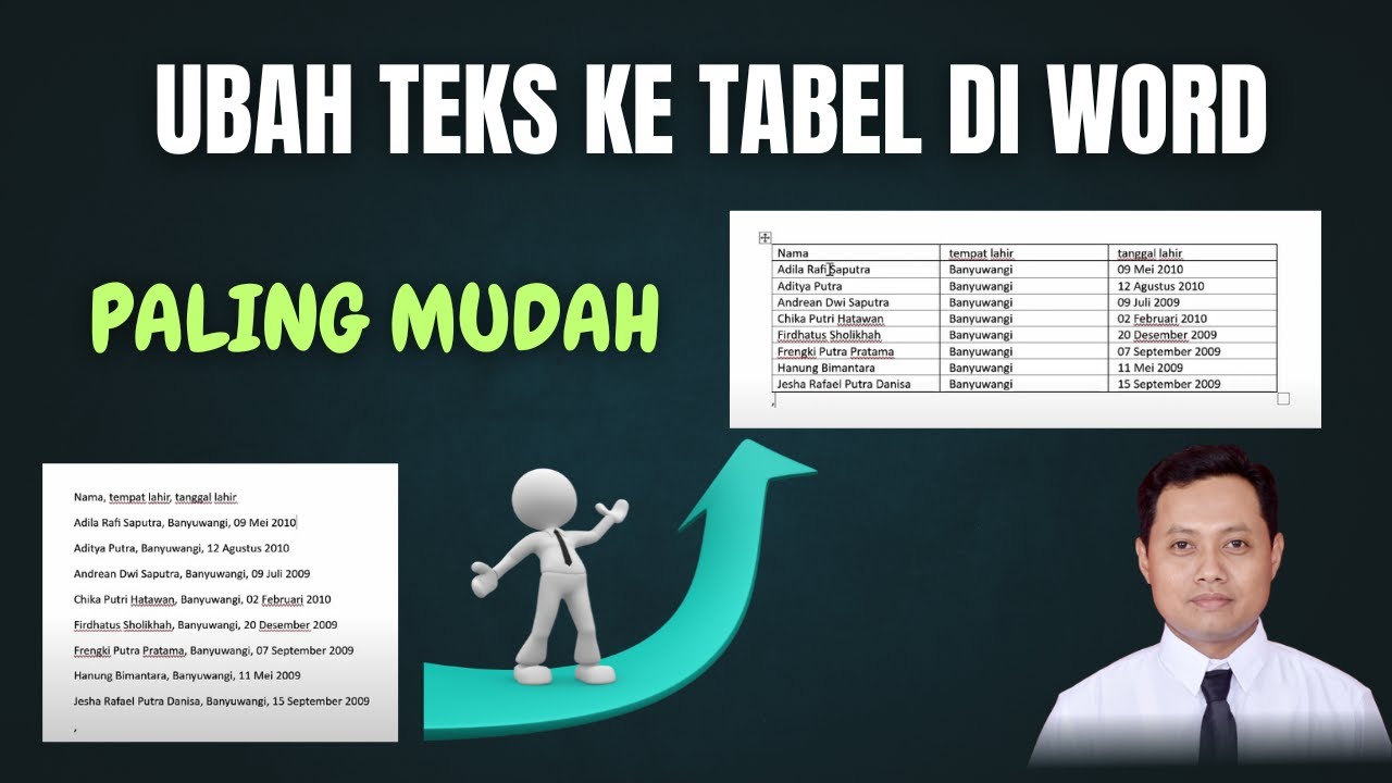 cara merubah teks menjadi tabel di word #words #tutorial - YouTube