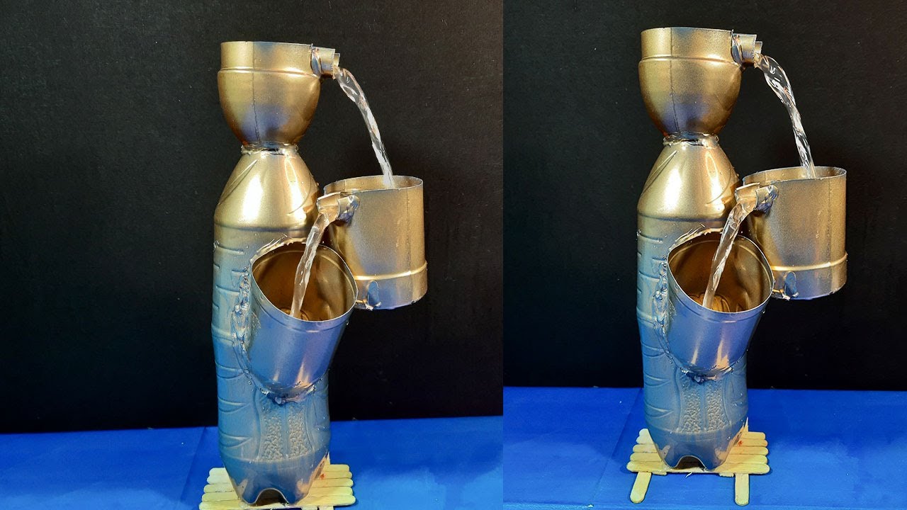 Beautiful waterfall fountain easy at home from plastic bottle - YouTube