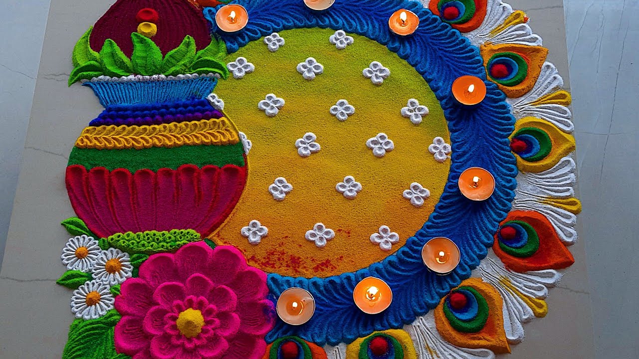 #1810 Satisfying video | sand art | diwali rangoli designs | navratri ...