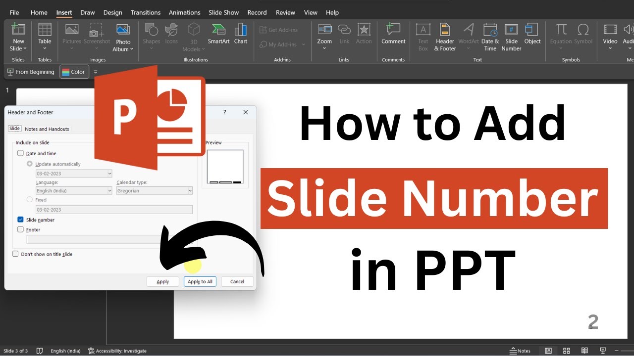 how to add slide number in ppt | ppt me slide number kaise add kare ...