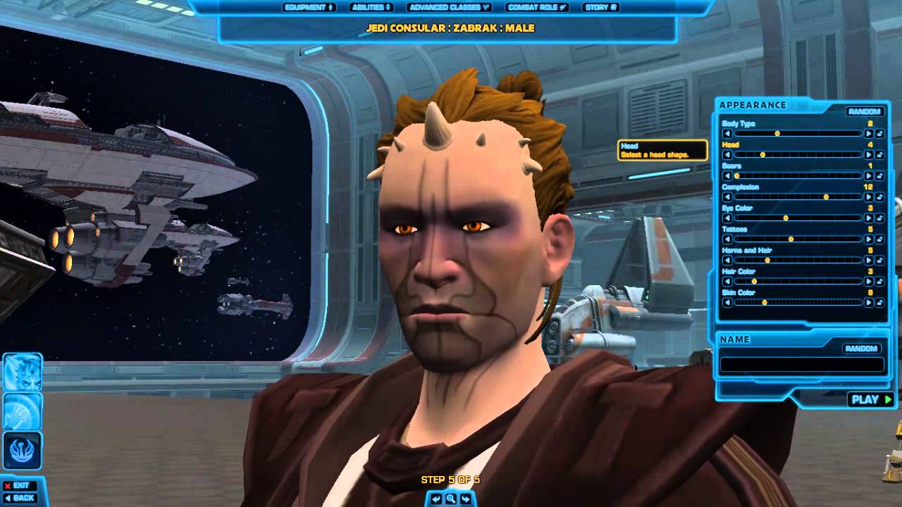 Star Wars The Old Republic Jedi Character Creation - YouTube