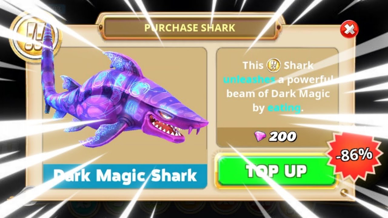 GOT DARK MAGIC SHARK 86% OFF (200 GEMS) - Hungry Shark World - YouTube