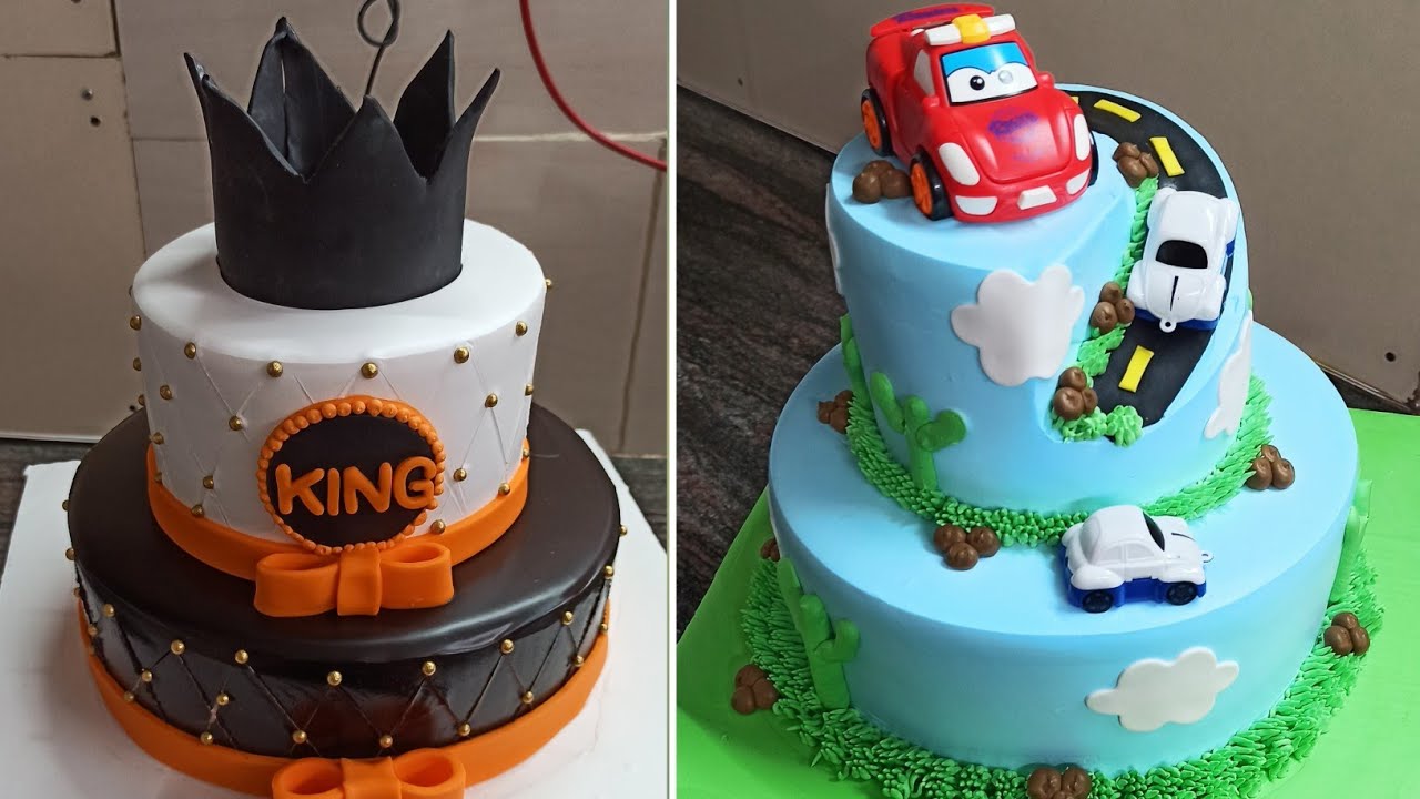 Two Step Cake Tutorial | King Cake Decoration | Fancy Cake Decoration ...