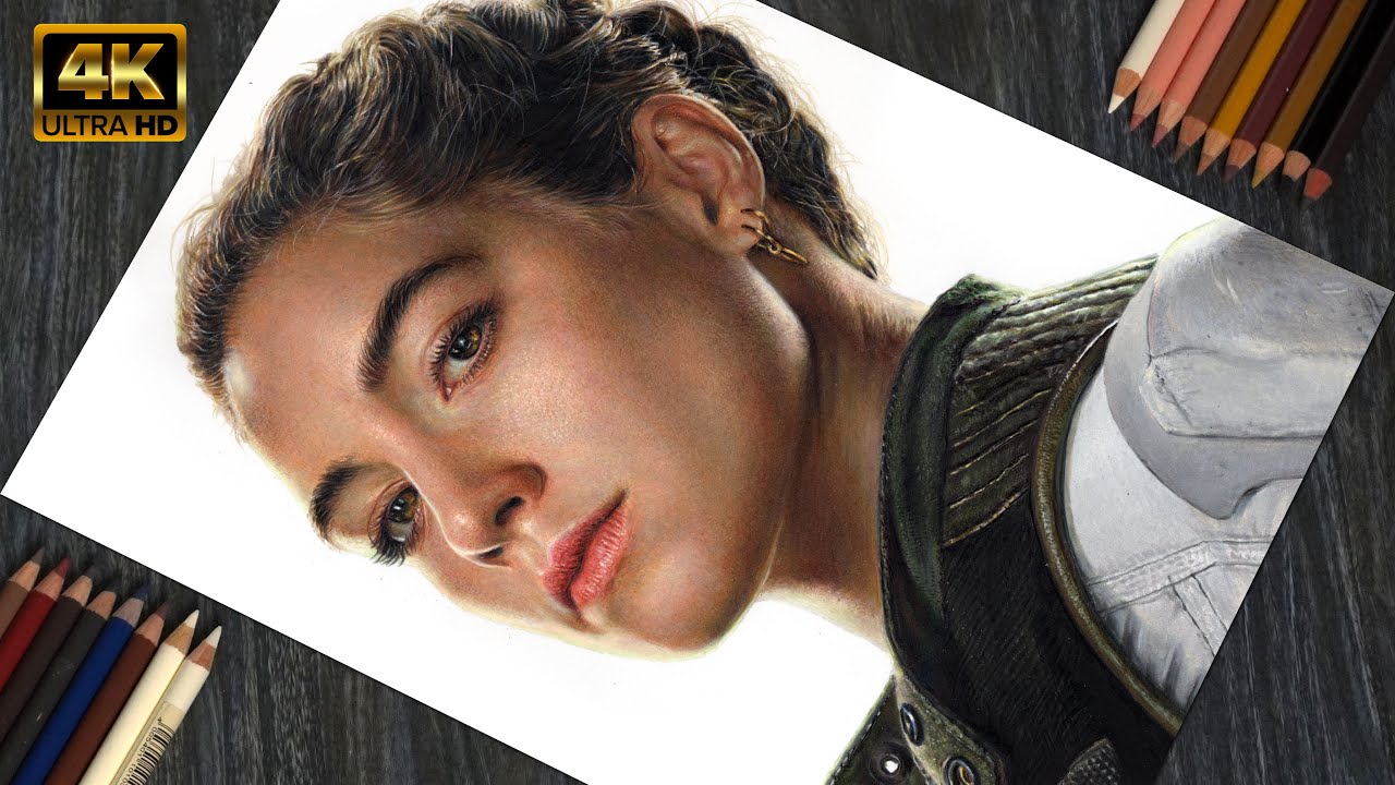 Colored Pencil Drawing Yelena Belova(Florence Pugh) - Black Widow - YouTube