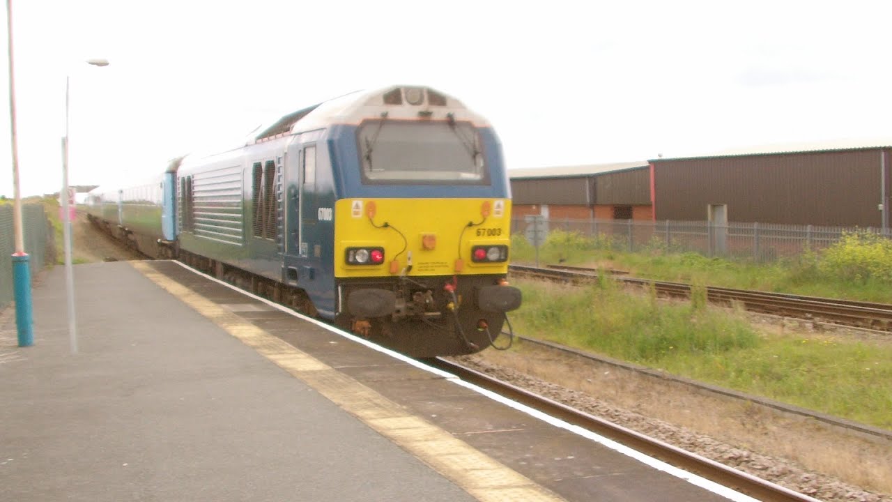 Abergele 8.6.2014 - Arriva WAG train 67003 & DVT on gauging train to ...