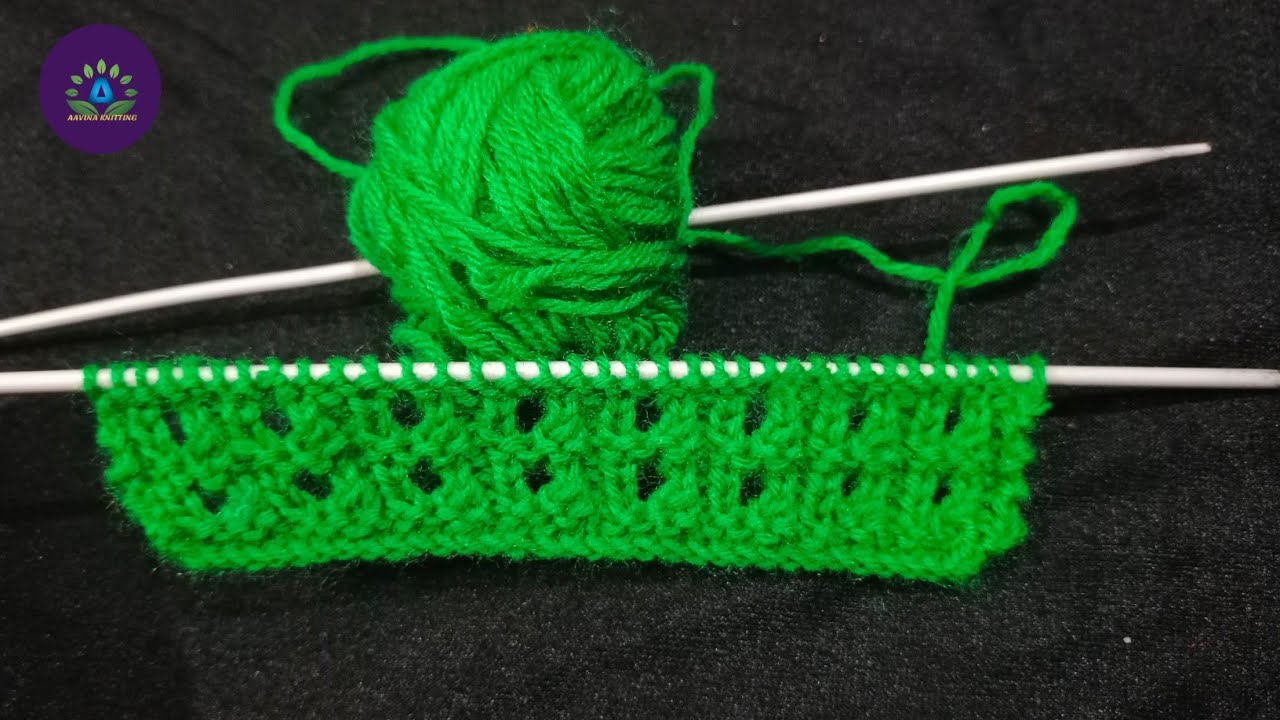 Eyelet lace knitting stitch pattern | Knitting design #756 - YouTube