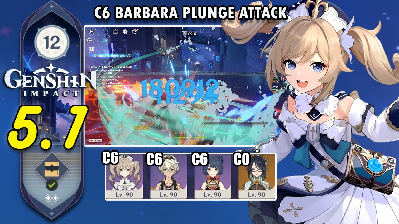 C6 Barbara Plunge Attack - Barbara Bennett Xianyun Xiangling | Spiral ...