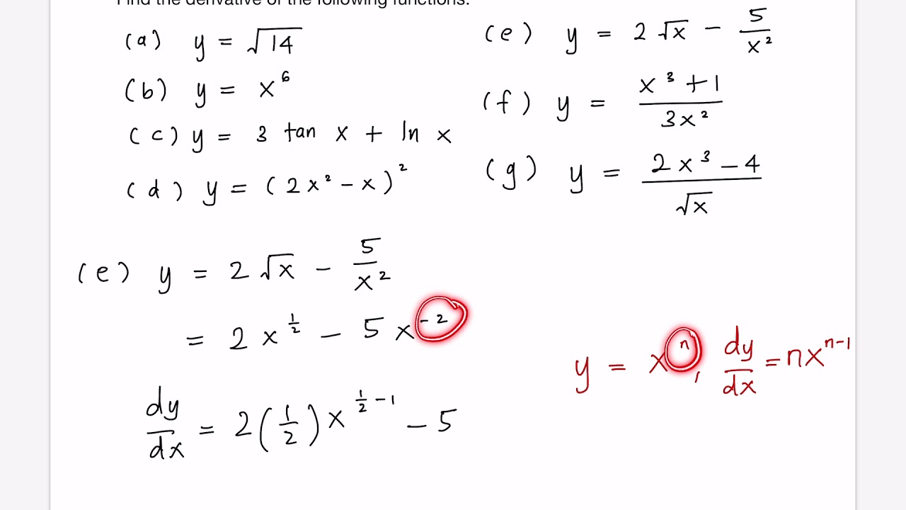 BUM1223 CALCULUS - Chapter 2 - Topic 2.3 - Differentiation of Simple Functions - YouTube
