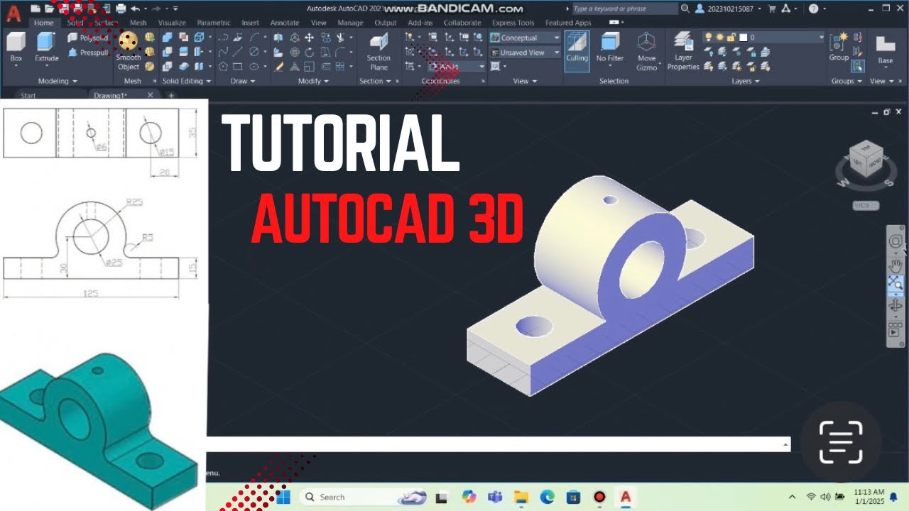 TUTORIAL AUTOCAD MECHANICAL ENGINEERING PART 2 - YouTube