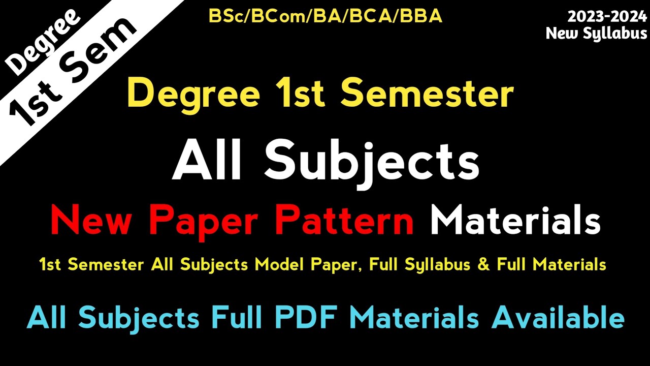 Degree 1st Semester All Subjects Materials Important Questions Model ...