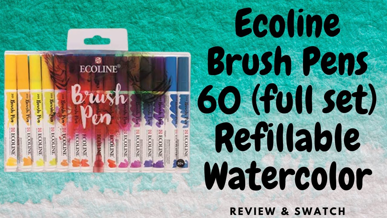 Ecoline Brush Pens - 60 Full Set - Refillable Watercolor - Review ...