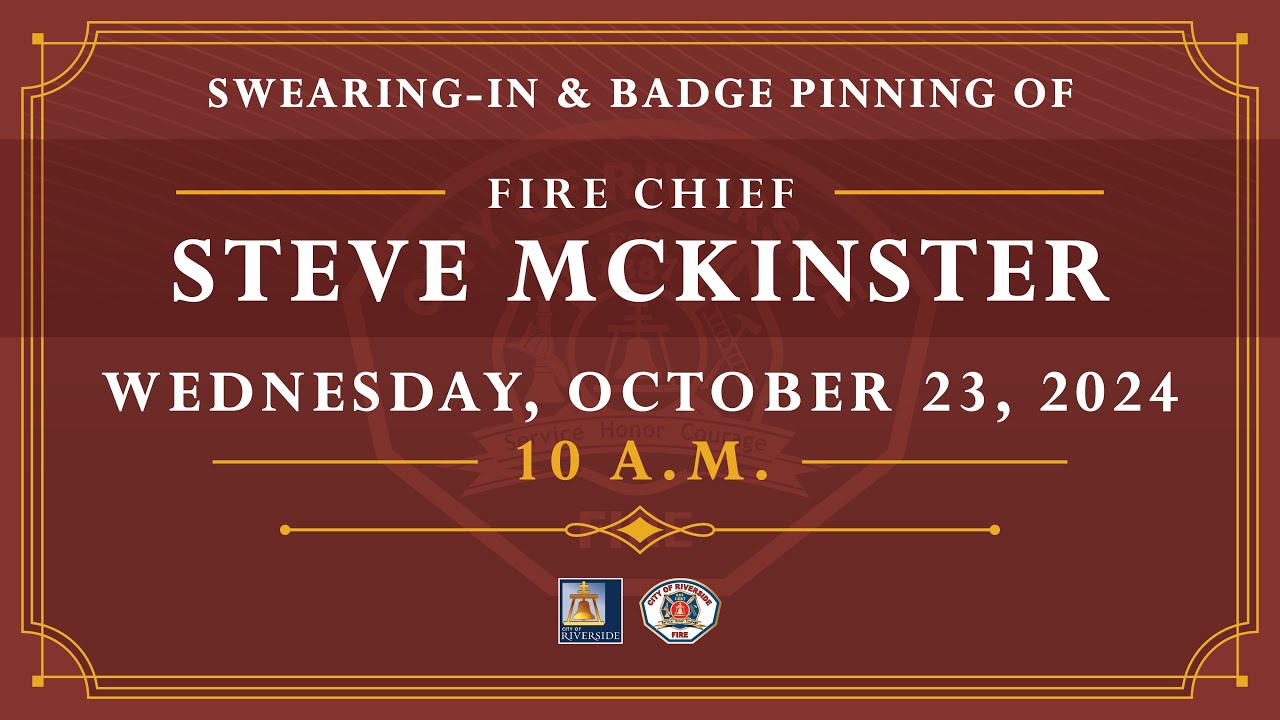Fire Chief Steve Mckinster Swearing-in & Badge Pinning - YouTube