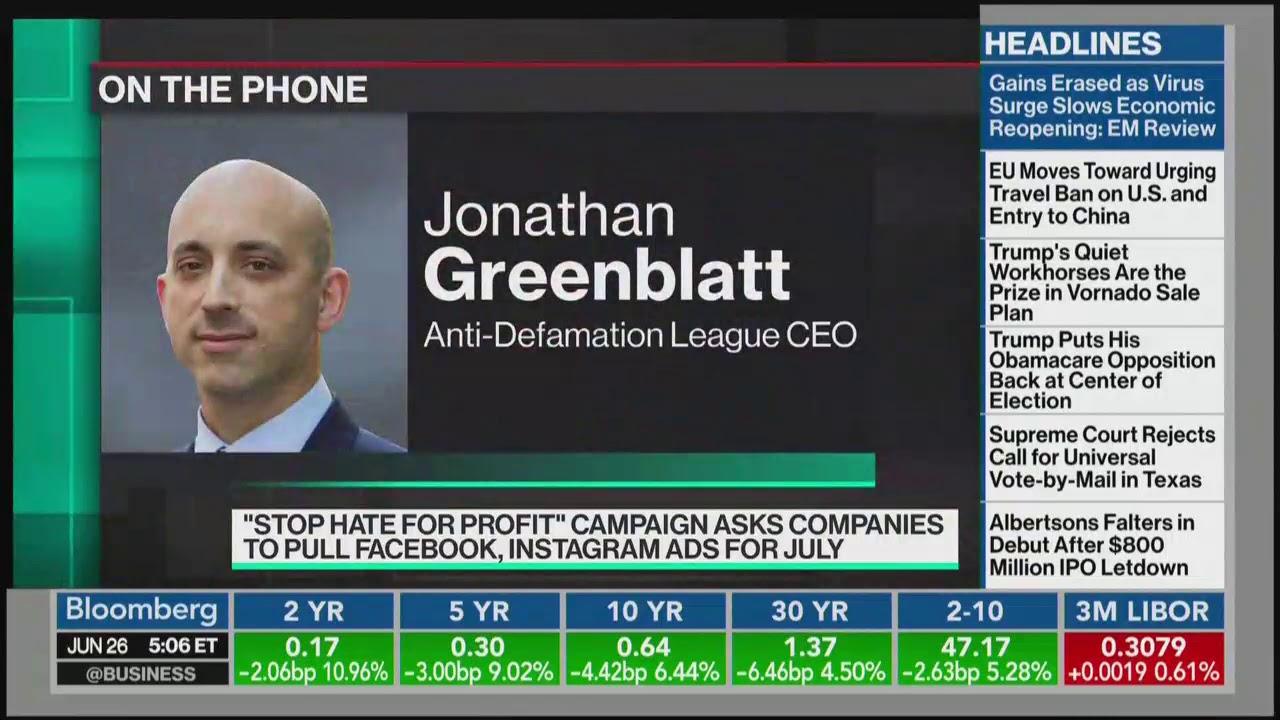 Bloomberg Technology: ADL CEO Jonathan Greenblatt on Stop Hate for ...
