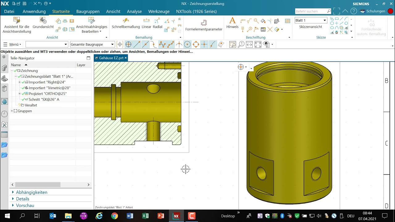 CAD NX Zeichnung Ansichtenabhängiges Bearbeiten - YouTube