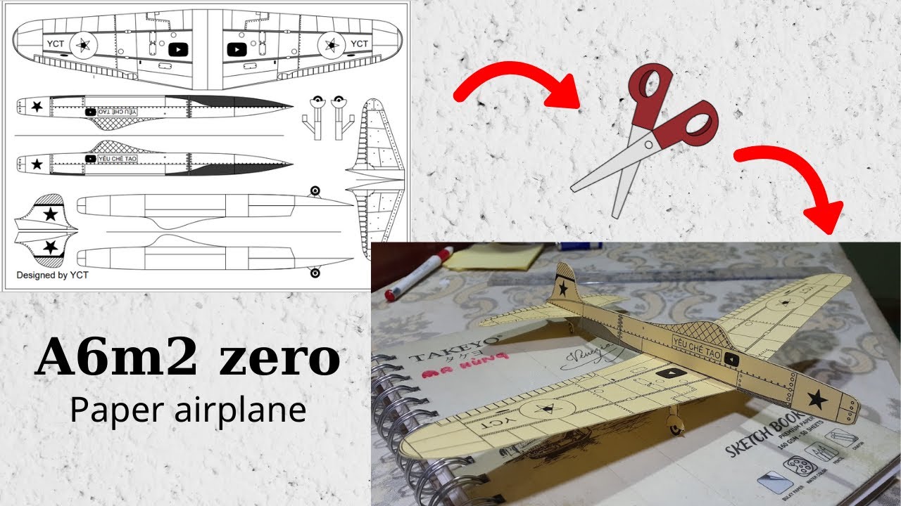Paper airplane Mitsubishi A6m2 ZERO - YouTube