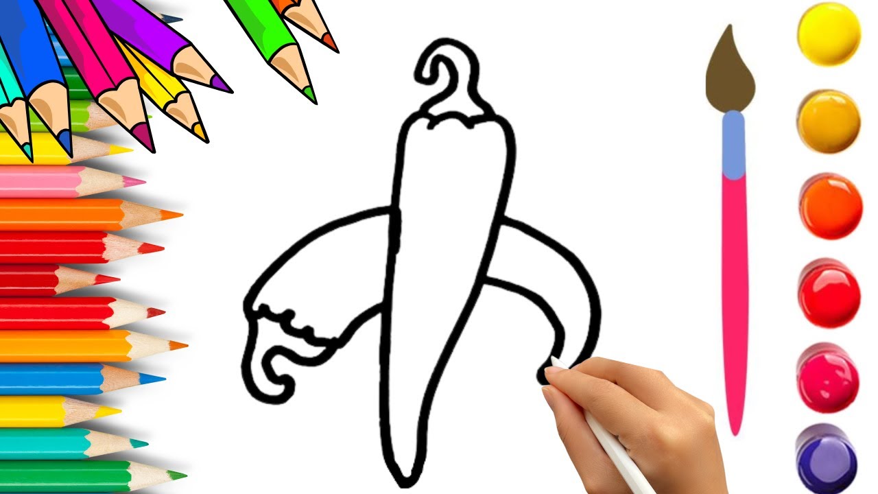 How To Draw cute Chili paper EASY Drawing, Painting & Coloring For Kids ...