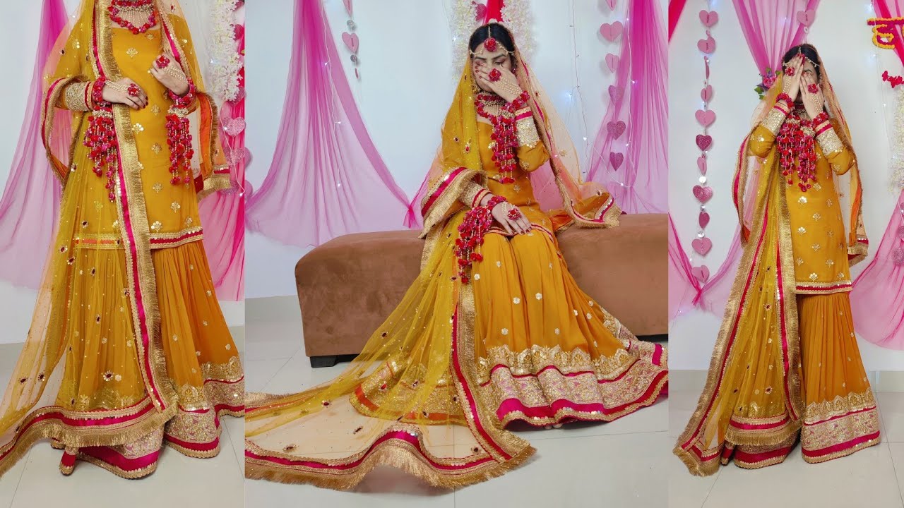 My haldi function gharara dress cutting and stitching/ DIY gharara ...