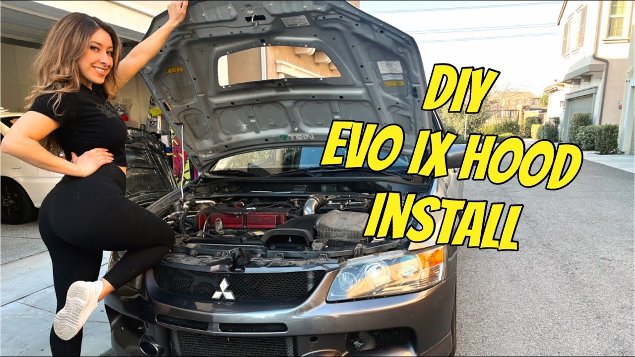*NEW* DIY Evo IX Hood Install - YouTube
