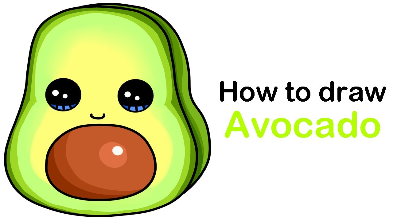 How to draw an avocado step by step easy or a cute kawaii avocado easy ...
