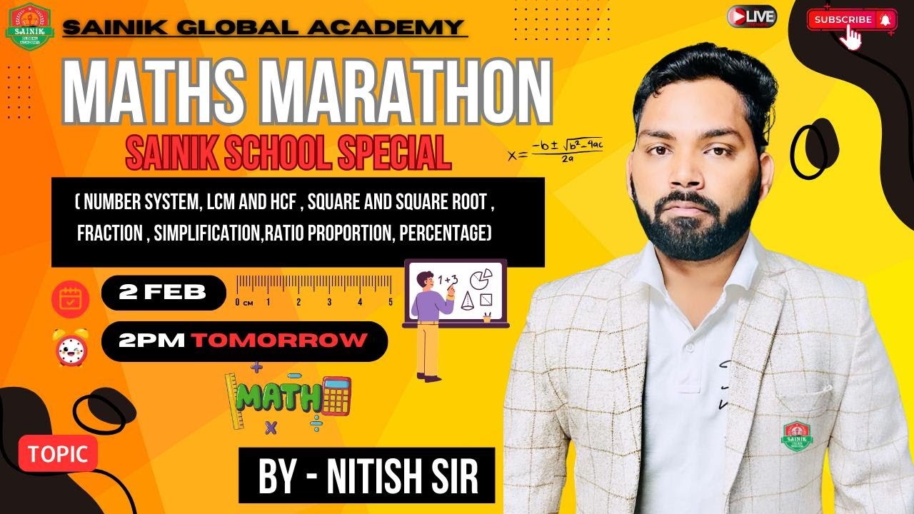 MATHS MARATHON SAINIK SCHOOL SPECIAL CLASS 6 BY NITISH SIR - YouTube