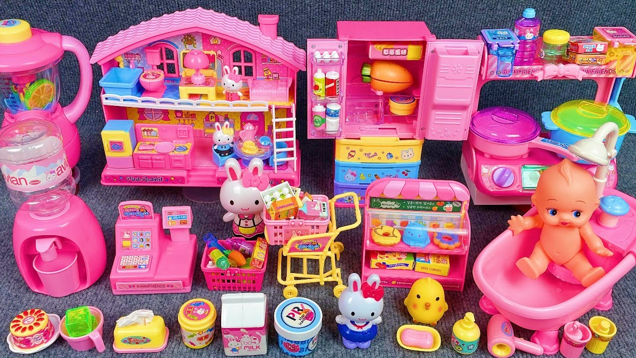 15 Minutes Satisfying with Unboxing Pink Refrigerator Play Set Review ...