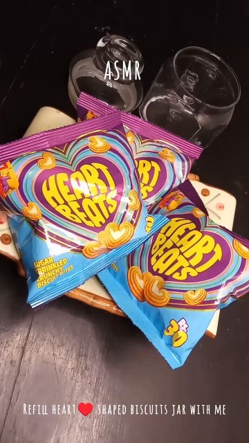Experience soothing heart shaped biscuits jar refilling ASMR sounds ...