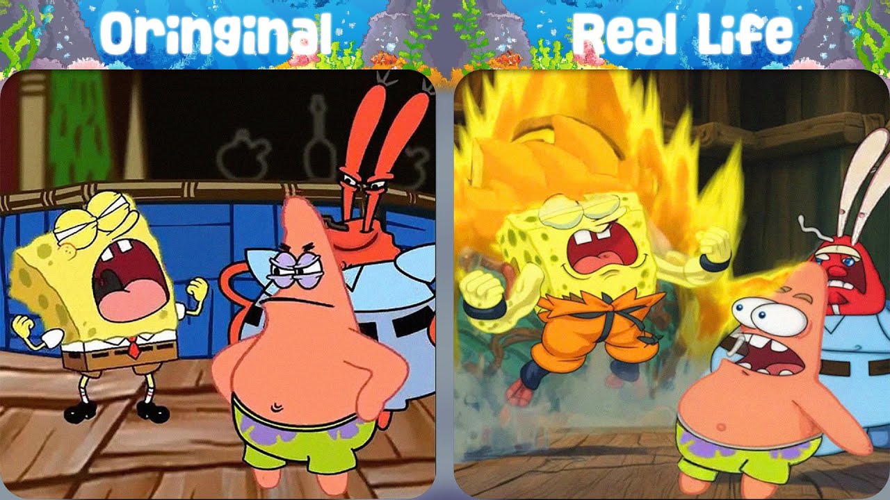 SpongeBob becomes Super Saiyan 😂 | SpongeBob Original vs Real life ...