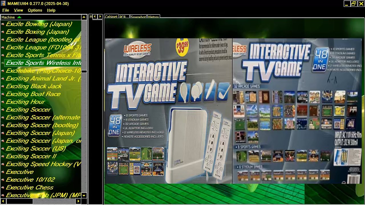 ATTRACT MODE MAME MESS EXCITE SPORTS WIRELESS INTERACTIVE TV GAME 48 IN ...