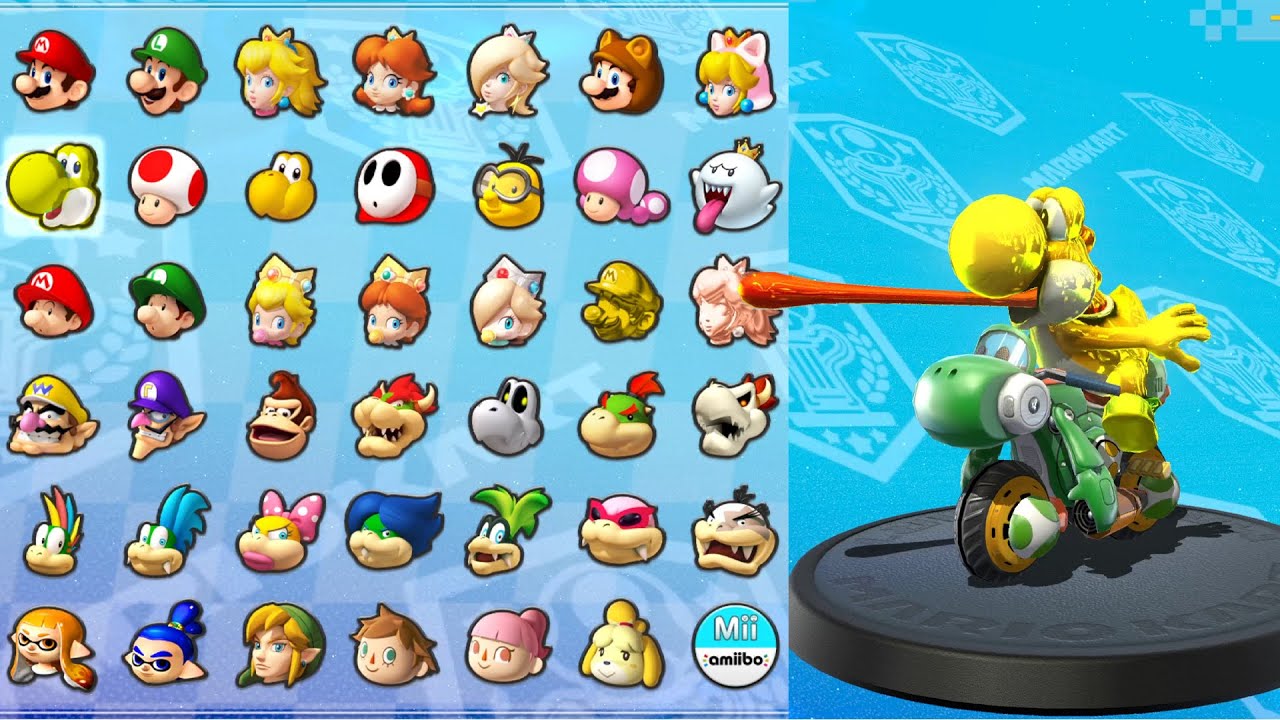 Golden Yoshi in Mario Kart 8 (Mushroom Cup 200CCM) 4K60FPS - YouTube