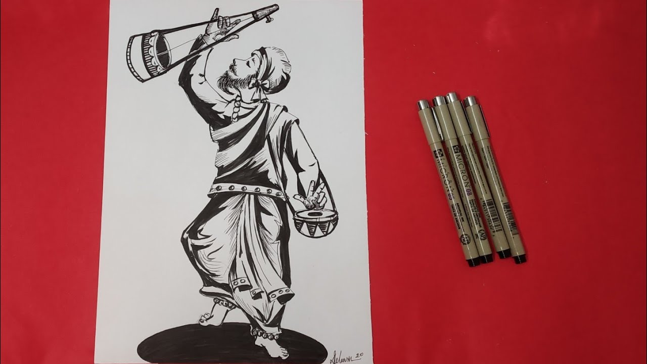 How to Draw a Folk Singer | BAUL draw step by step বাউল দৃশ্য Picture ...